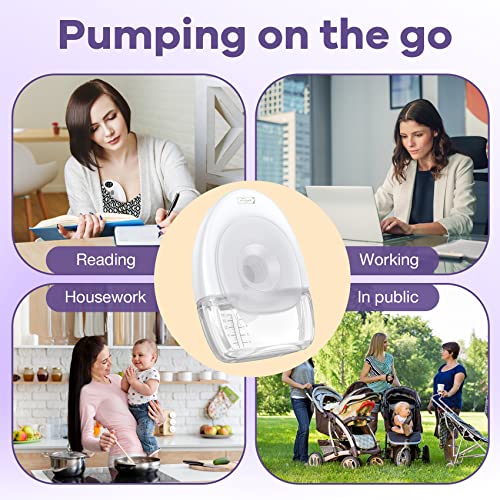 Double Hands Free Breast Pump,Wearable Breastfeeding Pump, Electric Wireless Breast Pump for Travel Office Outdoor 6oz 3 Mode & 9 Levels