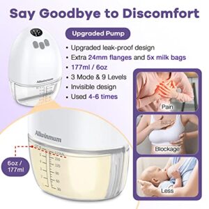 Double Hands Free Breast Pump,Wearable Breastfeeding Pump, Electric Wireless Breast Pump for Travel Office Outdoor 6oz 3 Mode & 9 Levels