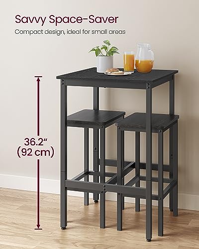 VASAGLE Bar Table, Small Kitchen Dining Table, High Top Pub Table, Height Cocktail Table for Living Room Party, Sturdy Metal Frame, 23.6 x 23.6 x 36.2 Inches for Narrow Spaces, Ebony Black and Black