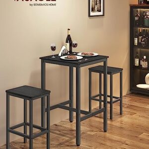 VASAGLE Bar Table, Small Kitchen Dining Table, High Top Pub Table, Height Cocktail Table for Living Room Party, Sturdy Metal Frame, 23.6 x 23.6 x 36.2 Inches for Narrow Spaces, Ebony Black and Black