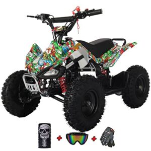 x-pro thunder 40 atv 4 wheelers 40cc atv quads quad with gloves, goggle and face mask (cartoons)