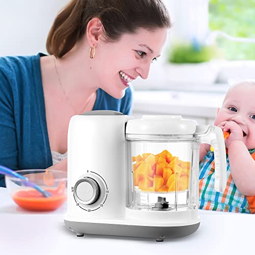 AMZBABYCHEF Baby Food Maker, 4 in 1 Baby Food Processor and Steamer, Puree Blender, Multifunctional Baby Puree Maker, Dishwasher Safe, White