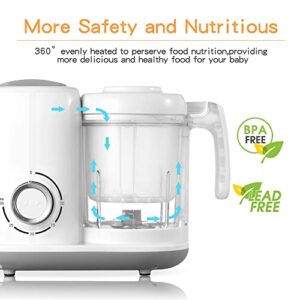 AMZBABYCHEF Baby Food Maker, 4 in 1 Baby Food Processor and Steamer, Puree Blender, Multifunctional Baby Puree Maker, Dishwasher Safe, White