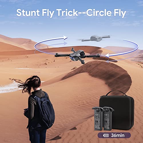 TOMZON T4W Drones with 2K Camera for Adults, Foldable FPV Drone for Beginners with Long Range, One Key Take off/Land, Altitude Hold, RC or APP Control, Circle Fly, Gravity Mode 2 Batteries 36 Mins