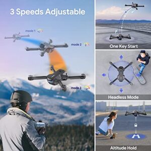 TOMZON T4W Drones with 2K Camera for Adults, Foldable FPV Drone for Beginners with Long Range, One Key Take off/Land, Altitude Hold, RC or APP Control, Circle Fly, Gravity Mode 2 Batteries 36 Mins