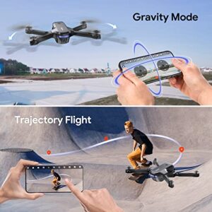 TOMZON T4W Drones with 2K Camera for Adults, Foldable FPV Drone for Beginners with Long Range, One Key Take off/Land, Altitude Hold, RC or APP Control, Circle Fly, Gravity Mode 2 Batteries 36 Mins