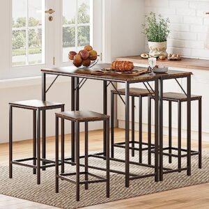 AEPOALUA Dining Table Set, 47.2” Rectangular Bar Table and Chairs Set, 3 Piece Kitchen Breakfast Table with 2 Stools, Pub Table and Chairs Set of 2 for Dining Room, Living Room, Rustic Brown/Black