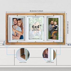 ZEEYUAN 4x6 Rotating Photo Frame Rustic 4x6 Wooden Picture Frames, Double Side-Display 6 Photos, Floating Photo Frame 4x6 Family Frame for Tabletop Display