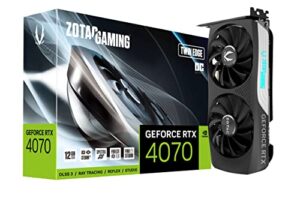 zotac gaming geforce rtx 4070 twin edge oc dlss 3 12gb gddr6x 192-bit 21 gbps pcie 4.0 compact gaming graphics card, icestorm 2.0 advanced cooling, spectra rgb lighting, zt-d40700h-10m