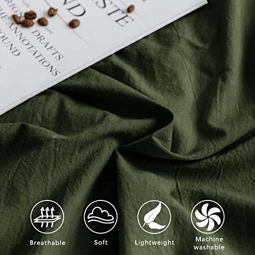 ETDIFFE California King Duvet Cover, 3pc Soft Farmhouse Cal King Size Bedding Comforter Cover Set, 1 Lightweight Cali King Microfiber Duvet Cover and 2 Pillowcases for Women Men, Dark Olive Green