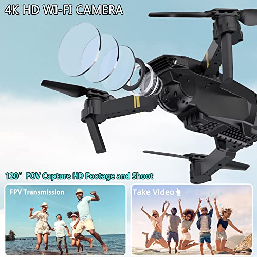 E58 Drones Camera for Adults/Kids/Beginners, Foldable 4K Drone with 1080P HD Camera RC Quadcopter, WiFi FPV Live Video, Altitude Hold, One Key Take Off/Landing, 3D Flip. Gifts for Girls/Boys