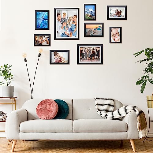 TWING 8x10 Picture Frames Set of 6, Photo Collage Frame For Wall Gallery Wall Frame Set Black Composite Wood