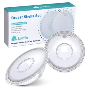 lictin milk collector catcher for breastmilk - breast shells & milk catcher for breastfeeding relief (2 in 1), protect sore nipples for breastfeeding, collect breast milk leak for nursing moms