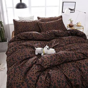 Leopard Duvet Cover King, Microfiber 3 Pieces Leopard Bedding Set King, Cheetah Print King Bedding Duvet, 1 Duvet Cover +2 Pillowcases, with Zipper Closure, Durable, Easy Care (NO Comforter)