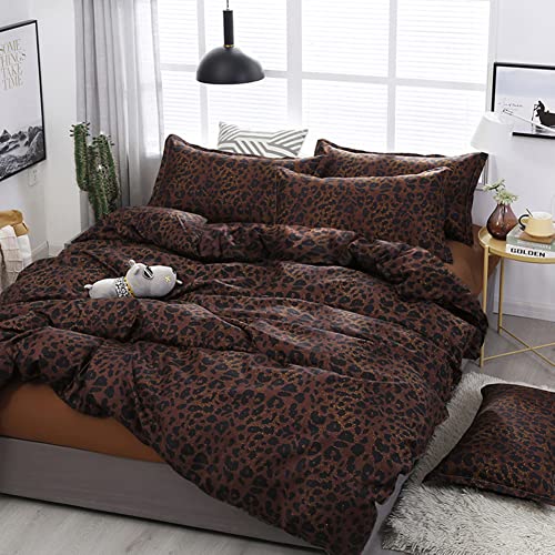 Leopard Duvet Cover King, Microfiber 3 Pieces Leopard Bedding Set King, Cheetah Print King Bedding Duvet, 1 Duvet Cover +2 Pillowcases, with Zipper Closure, Durable, Easy Care (NO Comforter)