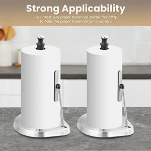 Lucalda Paper Towel Holder Countertop- Easy to Tear Paper Towel Holder Stand Stainless Steel Paper Towel Holder Fit Most Size Paper Roll- Kitchen Paper Towel Rack with Adjustable Tension Arm