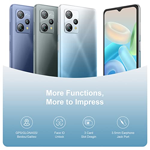 Blackview Unlocked Cell Phones A53, 7GB+32GB 1TB TF, 5080mAh Battery+OTG, Android 12, 6.52 inch HD+, 4G Dual SIM, Face ID, GPS, 12MP Camera, 3.5mm Jack, Android Smartphone Unlocked Phone|Blue…