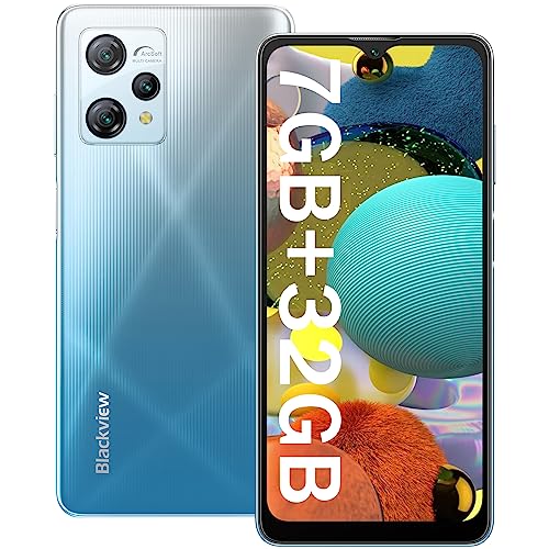 Blackview Unlocked Cell Phones A53, 7GB+32GB 1TB TF, 5080mAh Battery+OTG, Android 12, 6.52 inch HD+, 4G Dual SIM, Face ID, GPS, 12MP Camera, 3.5mm Jack, Android Smartphone Unlocked Phone|Blue…