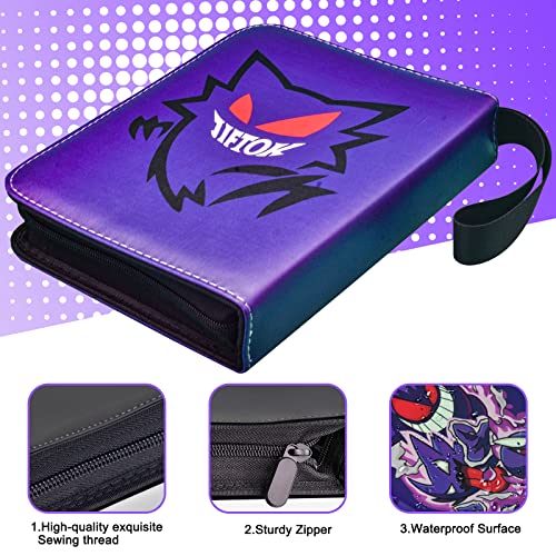 Card Binder for Cards, 9-Pocket Portable Card Collector Album Holder Book Fits 720 Cards with 40 Removable Sleeves, Trading Card Binder Display Storage Carrying Case for TCG - Purple