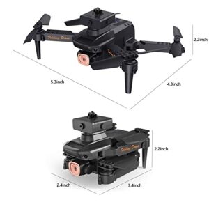 Mini Drone Foldable Dual 1080P Camera HD FPV Drone, 2.4GHz WiFi Quadcopters with Control, 3-Level Flight Speed, Gravity Control, Rolling 360°, for Adults Kids Holiday Toys Gift