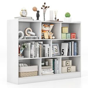 ifanny 3 tier bookcase, modern bookshelf with 8 storage cubes, wood storage cube shelves, small bookshelves for small spaces, book shelf for bedroom, living room, home office (white)