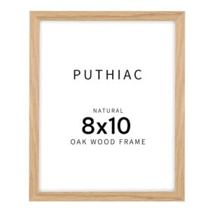 puthiac 8"x10" Oak Wood Picture Frame - 8x10 Photo Frame, 8x10 Picture Frame Wood, Natural Solid Wooden Picture Frames for Wall Art Photo and Prints (Set of 1)