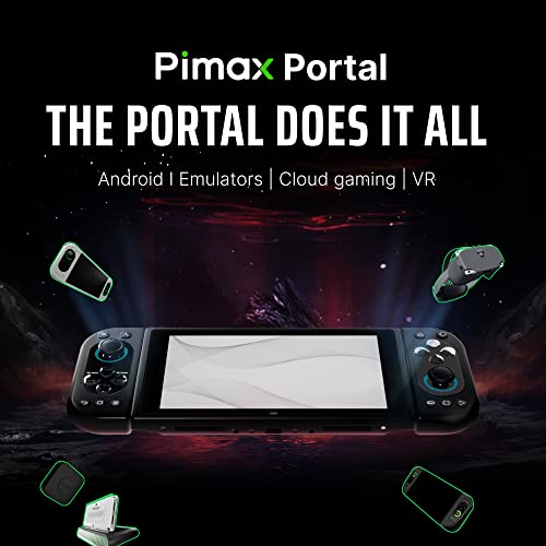 Pimax Portal Qled Handheld Game Console with 4K Qled plus mini-Led Display, Gaming Console for Android, Retro Video Games, Cloud Gaming, Handheld Emulator, 8G+256G, Black