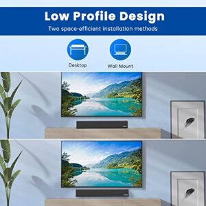 BESTISAN Sound Bars for TV, PC, Gaming, Monitor, 50 Watts Sound Bar with Bluetooth 5.0/HDMI ARC/Optical/Coaxial/AUX/USB Disk Connections, 3 Audio Modes, Bass Adjustable, 16 Inch, Wall Mountable