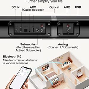 ULTIMEA 2.2ch Sound Bars for TV, 2-in-1 Separable TV Soundbar, 2 TV Speakers Sound Bar for Surround System, 32Inch PC Sound Bar Bluetooth 5.0/Optical/Aux/USB/HDMI Home Theater Soundbar, Wall Mountable