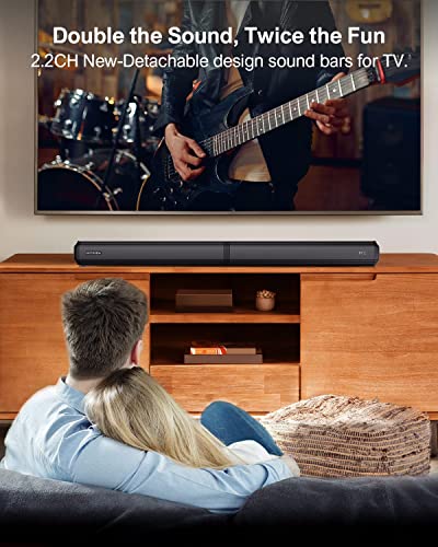 ULTIMEA 2.2ch Sound Bars for TV, 2-in-1 Separable TV Soundbar, 2 TV Speakers Sound Bar for Surround System, 32Inch PC Sound Bar Bluetooth 5.0/Optical/Aux/USB/HDMI Home Theater Soundbar, Wall Mountable