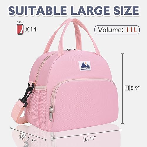 BAGBEBAG Lunch Bag Women, Premium Insulated Lunch Bag For Women Man, Large Adult Lunch Box with Adjustable Strap, Cooler Tote Bag for Office Work Picnic (Light Pink)