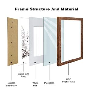 SEEDLING PHOTO FRAME 11x14 Picture Frame Set of 4, Display Pictures 8x10 with Mat or 11x14 Without mat,Wall Rustic Wood Picture Frames 11x14(Rustic Wood)