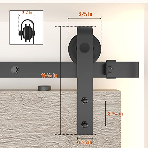 Dondelight 12FT Sliding Barn Door Hardware Track Kit for Double Door, Heavy Duty Modular Sliding Door Track Hardware Set for Interior & Exterior Door