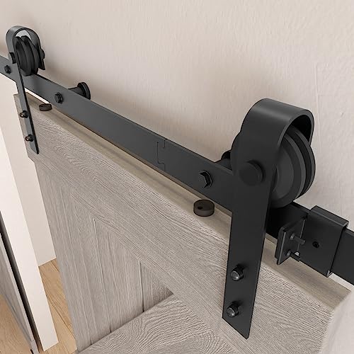 Dondelight 10FT Sliding Barn Door Hardware Track Kit for Double Door, Heavy Duty Modular Sliding Door Track Hardware Set for Interior & Exterior Door