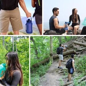 Collapsible Water Bottle for Traveling, Hiking 64 oz Gen 2.0 - Motivational Water Bottle with Time Markings - Half Gallon / 2 L Capacity - BPA Free & Dishwasher Safe (Fruity Pink)