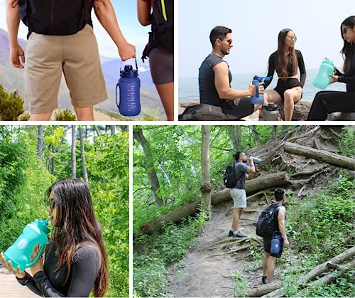 Collapsible Water Bottle for Traveling, Hiking 64 oz Gen 2.0 - Motivational Water Bottle with Time Markings - Half Gallon / 2 L Capacity - BPA Free & Dishwasher Safe (Fruity Pink)