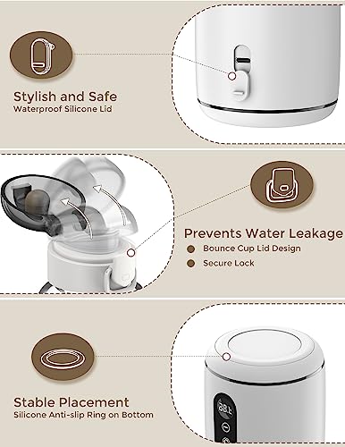 Portable Water Warmer for Baby Formula Travel, Wireless 9000mAh Battery Operated Portable Bottle Warmer, Precise & Adjustable Temperature, 10 Oz Detachable Glass Travel Bottle Warmer for Breastmilk