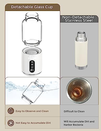 Portable Water Warmer for Baby Formula Travel, Wireless 9000mAh Battery Operated Portable Bottle Warmer, Precise & Adjustable Temperature, 10 Oz Detachable Glass Travel Bottle Warmer for Breastmilk