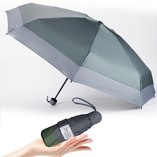 KAYLEINSTER Travel Umbrella Compact Folding Umbrella,Small Umbrella for Rain & Sun,Parasol Umbrella UV Protection UV Blocker,8 Ribs Windproof Umbrella,Lightweight & Portable Umbrella for Women Men Kids(Dark Green)