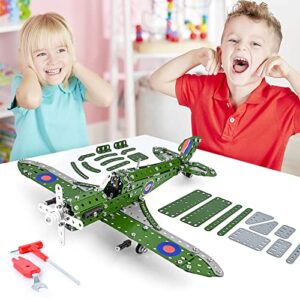 STEM Building Toys Model Airplane Kits for Boys 8-12,Airplane Model Scale 1:32 Metal Building Kit,Erector Set Model Planes for Kids 8-12,Best Airplane Gifts for Hurricane Fighter Fans