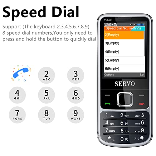 V9500 Unlocked Mobile Phone, 2G Senior Cell Phone, Support 4 SIM Card Auto Call Recorder Speed dial Magic Voice FM Radio 2.4" Screen 1200mAh Cellphones (Black)