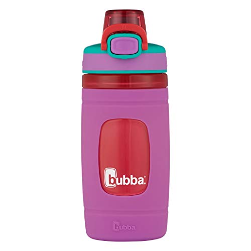 bubba Flo Kids Water Bottle, Mixed Berry & Flo Kids Water Bottle with Leak-Proof Lid, 16oz Dishwasher Safe Water Bottle for Kids, Impact and Stain-Resistant, Aqua Waters