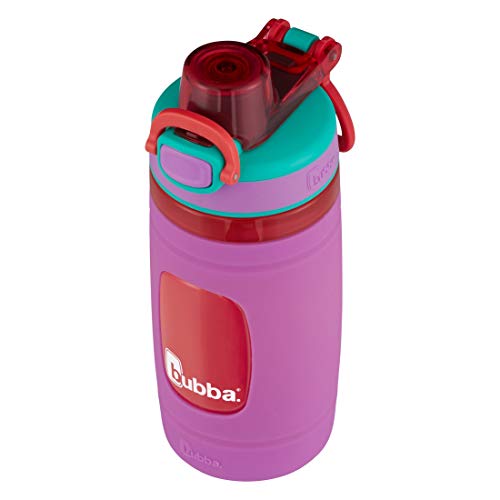 bubba Flo Kids Water Bottle, Mixed Berry & Flo Kids Water Bottle with Leak-Proof Lid, 16oz Dishwasher Safe Water Bottle for Kids, Impact and Stain-Resistant, Aqua Waters