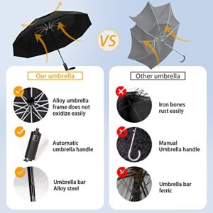 Umbrellas for Rain Windproof Travel Umbrella Folding Portable Compact Umbrella with Automatic Open Close for Men and Women White 46