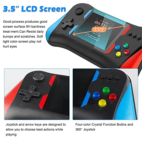 Handheld Game Console for Kids Adults, 3.5'' LCD Screen Handheld Video Game Console, Preloaded 500 Classic Video Games with Rechargeable Battery, Support 2 Players and TV Connection