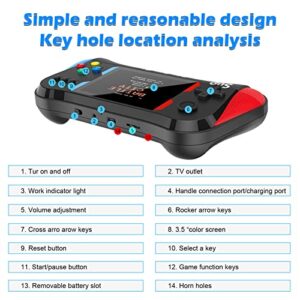 Handheld Game Console for Kids Adults, 3.5'' LCD Screen Handheld Video Game Console, Preloaded 500 Classic Video Games with Rechargeable Battery, Support 2 Players and TV Connection