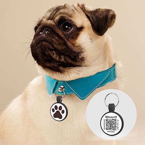 WhoseID Personalized Dog Tag, Laser Engraving QR Code, Silicone Dog ID Tag, Pet Online Profile, Scan QR Code Send Location, Collar Harness Accessories (Medium to Large Breeds - 1.25", Rose)