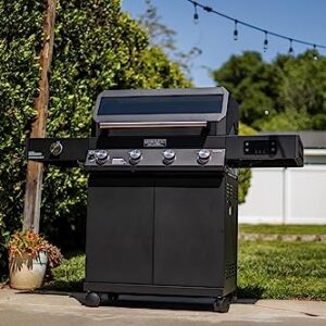 Monument Grills 4-Burner Liquid Propane Gas Smart bbq Grill Denali D425 with Stainless Steel Rotisserie Kit(2 Items)