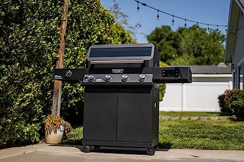 Monument Grills 4-Burner Liquid Propane Gas Smart bbq Grill Denali D425 with Stainless Steel Rotisserie Kit(2 Items)