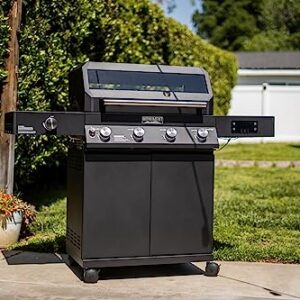 Monument Grills 4-Burner Liquid Propane Gas Smart bbq Grill Denali D425 with Stainless Steel Rotisserie Kit(2 Items)